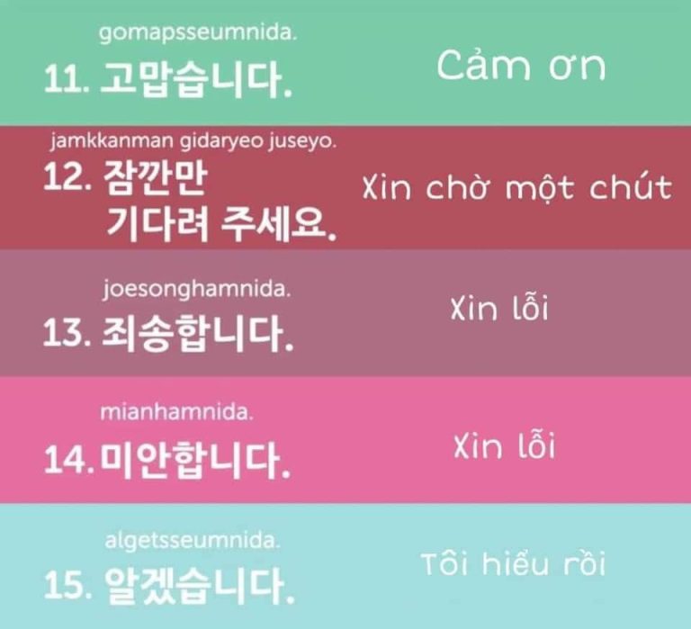 Câu giao tiếp tiếng Hàn cơ bản